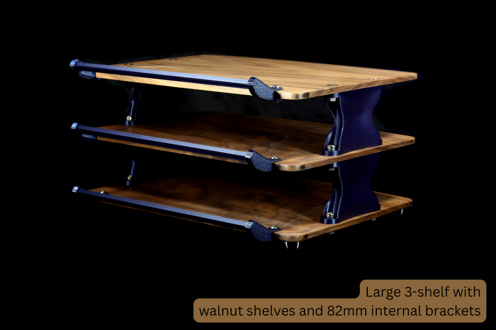 Large Custom Desktop Audio Rack with Wood Shelves | Sound Solver